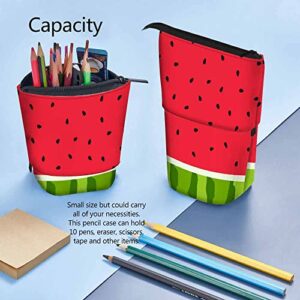 Swono Watermelon Slices Pencil Holder Seeds Skin Texture Stand Up Pencil Case Organizer Pencil Pouch Makeup Bag Great For Teens Girls Boys Gift Red