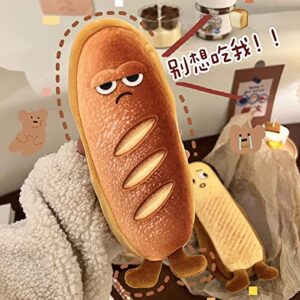 CmfyArt Creative Cute Novelty Funny Face Simulation Real Food Theme Toast Hotdog Bread Character Soft Stuffed Surface Clothes Zipper Pencil Box Pencil Case Pencil Holder Pouch -Bread