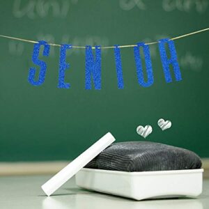 INNORU Navy Blue Glitter Senior Banner for Congrats Grad Banner - High School College Graduation Party Bunting Decoration