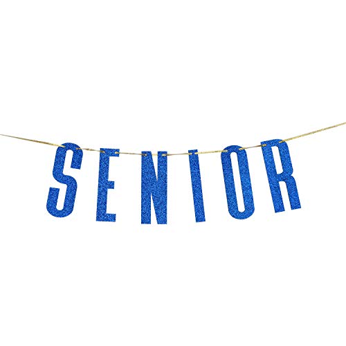 INNORU Navy Blue Glitter Senior Banner for Congrats Grad Banner - High School College Graduation Party Bunting Decoration