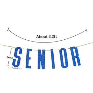 INNORU Navy Blue Glitter Senior Banner for Congrats Grad Banner - High School College Graduation Party Bunting Decoration