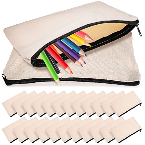 STOBOK Canvas Tool Bags 25 Pieces Blank DIY Craft Bag Canvas Pen Pencil Case for School Supplies Invoice Bill