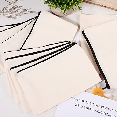 STOBOK Canvas Tool Bags 25 Pieces Blank DIY Craft Bag Canvas Pen Pencil Case for School Supplies Invoice Bill