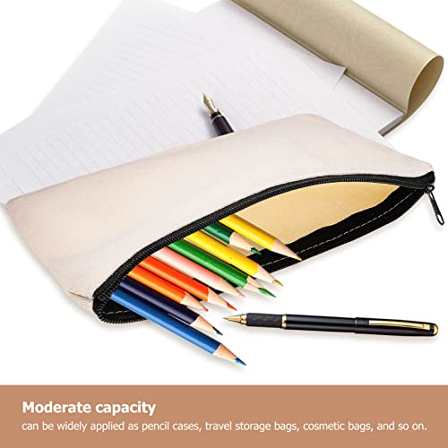 STOBOK Canvas Tool Bags 25 Pieces Blank DIY Craft Bag Canvas Pen Pencil Case for School Supplies Invoice Bill