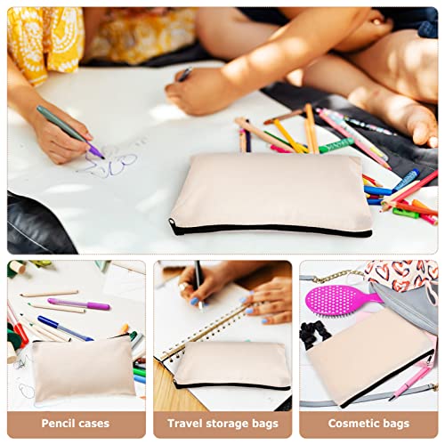 STOBOK Canvas Tool Bags 25 Pieces Blank DIY Craft Bag Canvas Pen Pencil Case for School Supplies Invoice Bill