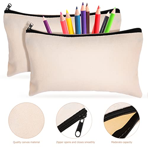 STOBOK Canvas Tool Bags 25 Pieces Blank DIY Craft Bag Canvas Pen Pencil Case for School Supplies Invoice Bill