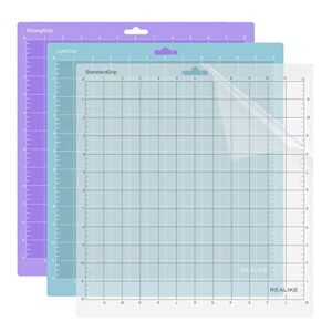 realike 12×12 cutting mat for silhouette cameo 3/2/1 (3 mats – standardgrip, lightgrip, stronggrip), gridded adhesive non-slip cut mat for crafts, quilting, sewing, scrapbooking and all arts