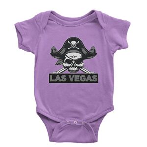 expression tees one-piece raider skull straight outta las vegas newborn lavender romper