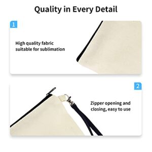 EVNEED Blank Craft DIY Canvas Bags ,8 x 5 Inch Canvas Cosmetic Bag with 10Pcs Wristband Lanyards,10 pcs 8.3x 5inch Heat Transfer Bundle Vinyl Canvas Makeup Bag Travel Pouch Pen Bag