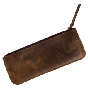 leather pencil case pencil bag | small leather pouch, zipper pencil pouches holder aesthetic pencil case for adults men boys coin purse money bag pen bag key small tool pouch jewelry bag – antique