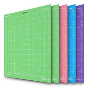 eviswiy variety mats for cricut explore air 2/air/one/maker standardgrip/lightgrip/stronggrip/frabricgrip multiple adhesive sticky green blue purple pink cricket 12×12 cutting mats for cricut 5 pack