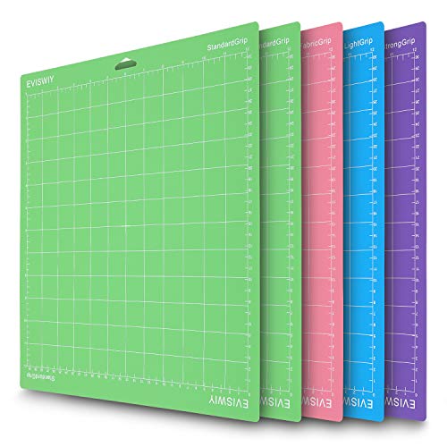 EVISWIY Variety Mats for Cricut Explore Air 2/Air/One/Maker StandardGrip/LightGrip/StrongGrip/FrabricGrip Multiple Adhesive Sticky Green Blue Purple Pink Cricket 12x12 Cutting Mats for Cricut 5 Pack