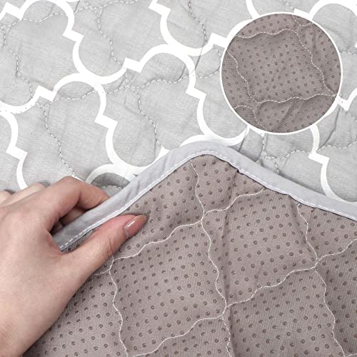 Dad-Baby Hexagon Playpen Mat,Baby Playmat Fits Regalo Play Yard and hiccapop PlayPod Portable Playpen,Carry Bag,Add Visual Stimulation, 6 Panel Playpen Mattress Non Slip Kids Tent Mat (Moroccan Grey)