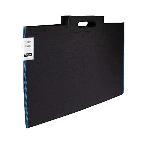 Itoya ProFolio Midtown Bag 17x23 - Black Artist Portfolio Carrier with Blue Stitching - Stylish Portfolio Folder for Artwork and Art Portfolios - Portable Art Portfolio Bag and Art Carrying Case