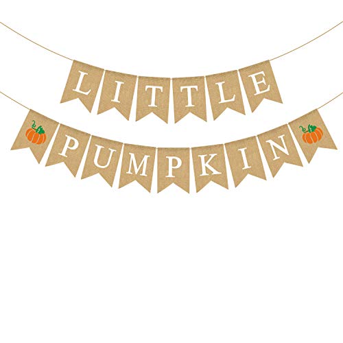 Rainlemon Jute Burlap Little Pumpkin Banner Fall Baby Shower Gender Reveal Birthday Party Garland Decoration