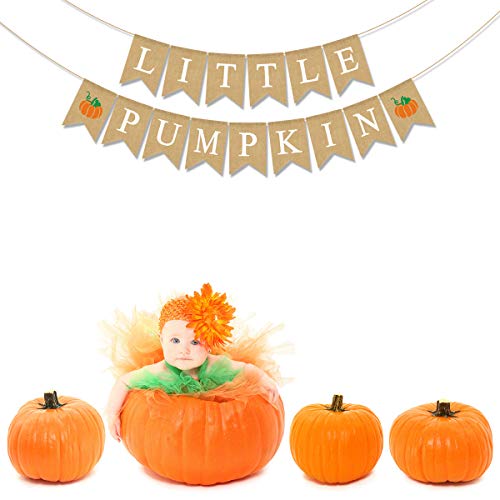 Rainlemon Jute Burlap Little Pumpkin Banner Fall Baby Shower Gender Reveal Birthday Party Garland Decoration