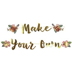 Gold Make Your Own Banner with Flower Banner Charms | Floral Party Decorations | Birthday, Baby Shower, Bridal Shower | DIY Sloth Party Banner | Say Anything Banner