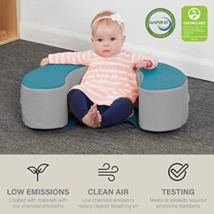 Factory Direct Partners 10423-TLGY SoftScape Sit and Support Ring for Babies and Infants, Soft Cushioned Foam Floor Seat with Non-Slip Bottom for Nursey, Playroom, Daycare - Teal/Gray