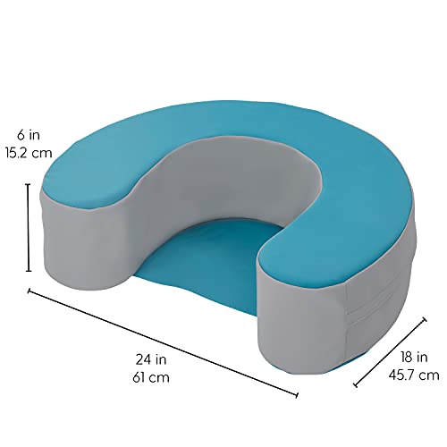 Factory Direct Partners 10423-TLGY SoftScape Sit and Support Ring for Babies and Infants, Soft Cushioned Foam Floor Seat with Non-Slip Bottom for Nursey, Playroom, Daycare - Teal/Gray