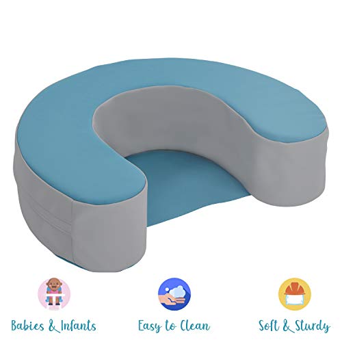 Factory Direct Partners 10423-TLGY SoftScape Sit and Support Ring for Babies and Infants, Soft Cushioned Foam Floor Seat with Non-Slip Bottom for Nursey, Playroom, Daycare - Teal/Gray