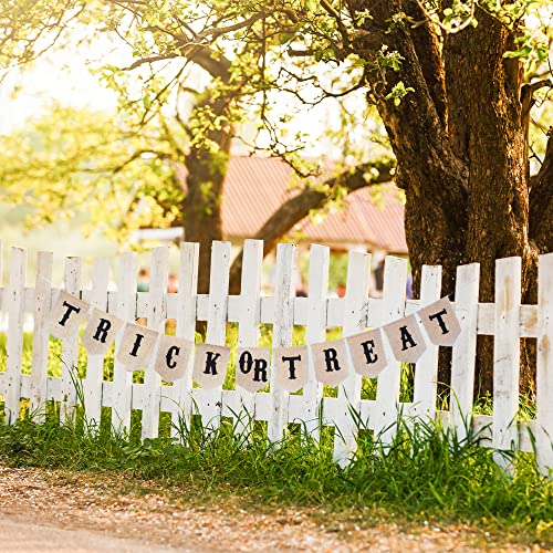 Halloween Banner – Trick or Treat Halloween Burlap Banner Pennant Garland Bunting for Fireplace Mantle Porch Party Decorations by Mandala Crafts