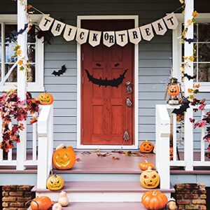 Halloween Banner – Trick or Treat Halloween Burlap Banner Pennant Garland Bunting for Fireplace Mantle Porch Party Decorations by Mandala Crafts