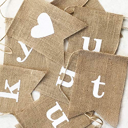 Uniwish Thank You Banner Burlap Sign for Wedding Pictures Rustic Baby Shower Hanging Bunting Garland Engagement Photo Props