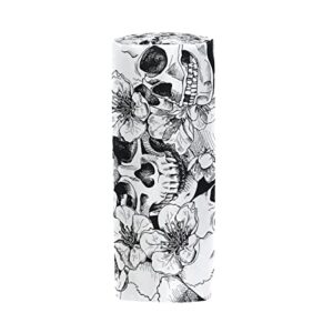 Sugar Skull Flower Floral Print Pencil Case Pen Bag Pouch Holder, Zipper Pencil Bag Portable Cosmetic Organizer Makeup Brush Bag Purse School Stationery for Kids Girl Boy Adult Office Nurse Supplies