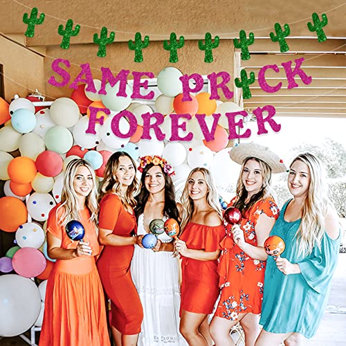 Mexican Bachelorette Party Decorations | Rose Red Glitter Same Prick Forever Banner Cactus Garland | Mexican Fiesta | Funny Bridal Shower Decorations | Hen Party Decoration