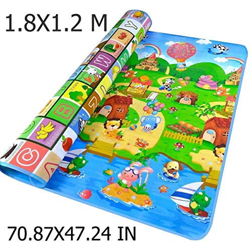 Baby Play Mat,Baby Care Foam Floor Reversible Kids Crawling Mat for Playing, Waterproof Play Game Mat for Infants Babies and Toddlers