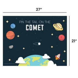 Sparkbuzz Creations Pin the Tail on the Comet Space Themed Party Game, 27'' x 21'', Includes Eye Mask and 24 Tails