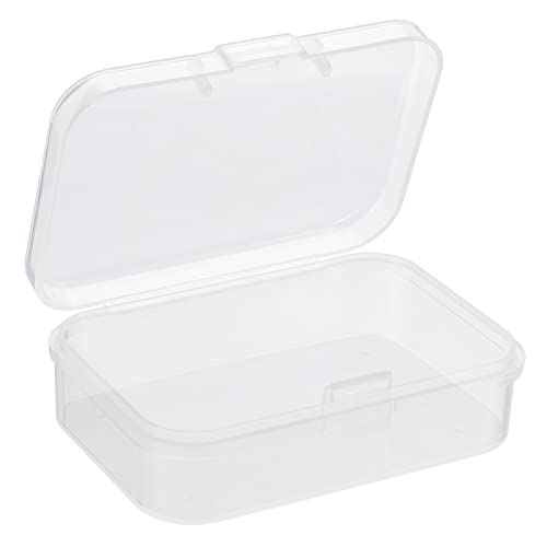 PATIKIL Clear Storage Container with Hinged Lid 65x45x20mm, 4 Pack Plastic Rectangular Box for Beads Art Craft