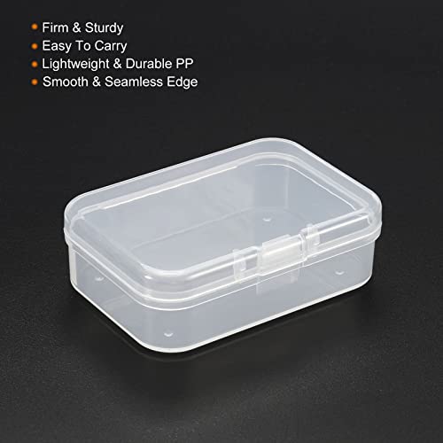 PATIKIL Clear Storage Container with Hinged Lid 65x45x20mm, 4 Pack Plastic Rectangular Box for Beads Art Craft