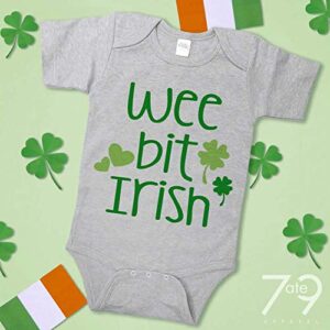 7 ate 9 Apparel Baby's Wee Bit Irish St. Patricks Day Onepiece 0-3 Months Green