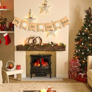 SWYOUN Burlap Baby It's Cold Outside Banner Winter Baby Shower Birthday Party Garland Mantel Fireplace Christmas Party Decoration