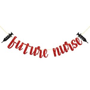 monmon & craft future nurse banner/nursing graduate party decor/nurse graduation activities/medical school graduation party decorations red glitter