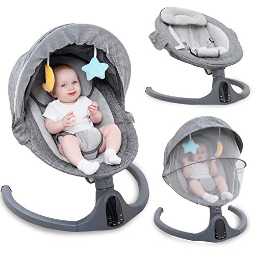 NAPEI Baby Swing for Infants to Toddler,Electric Portable Baby Swing and Bouncer,Bluetooth Infant Swing for Newborn with Remote Control,10 Music,5 Speed,3 Seat Position,Baby Rocker for Baby 0-24 Month