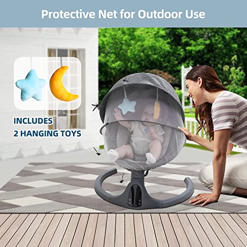 NAPEI Baby Swing for Infants to Toddler,Electric Portable Baby Swing and Bouncer,Bluetooth Infant Swing for Newborn with Remote Control,10 Music,5 Speed,3 Seat Position,Baby Rocker for Baby 0-24 Month