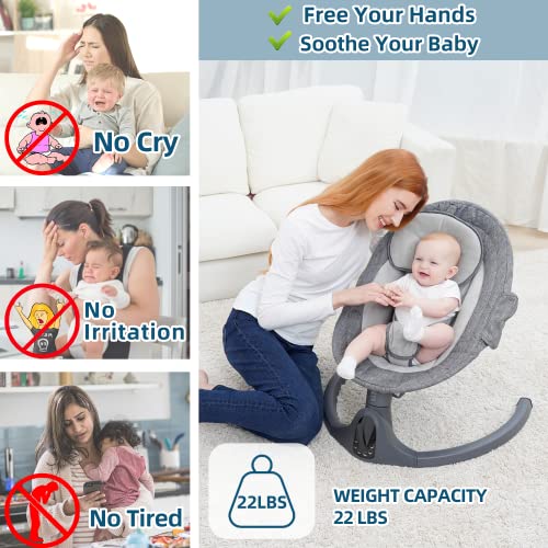 NAPEI Baby Swing for Infants to Toddler,Electric Portable Baby Swing and Bouncer,Bluetooth Infant Swing for Newborn with Remote Control,10 Music,5 Speed,3 Seat Position,Baby Rocker for Baby 0-24 Month