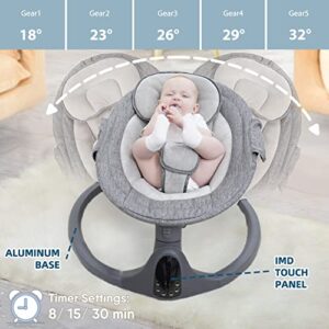 NAPEI Baby Swing for Infants to Toddler,Electric Portable Baby Swing and Bouncer,Bluetooth Infant Swing for Newborn with Remote Control,10 Music,5 Speed,3 Seat Position,Baby Rocker for Baby 0-24 Month