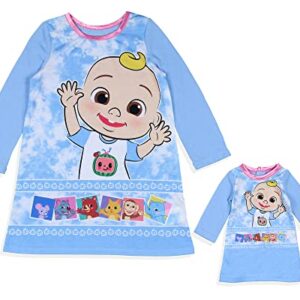 Komar Kids CoComelon Toddler Girls JJ Character Nightgown With Matching doll Gown, 3T Baby Blue