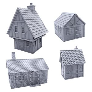 endertoys cottage bundle, terrain scenery for tabletop 28mm miniatures wargame, 3d printed and paintable