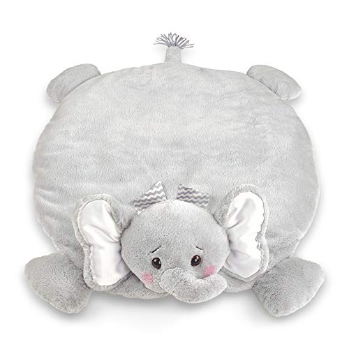 Bearington Baby Lil’ Spout Play Mat: 30” x 30” Plush Elephant Belly Blanket and Play Mat, Includes Soft Plush Fur and Adorable Bow, Perfect for Infants and Toddler Floor Time, Great