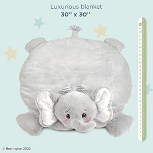 Bearington Baby Lil’ Spout Play Mat: 30” x 30” Plush Elephant Belly Blanket and Play Mat, Includes Soft Plush Fur and Adorable Bow, Perfect for Infants and Toddler Floor Time, Great