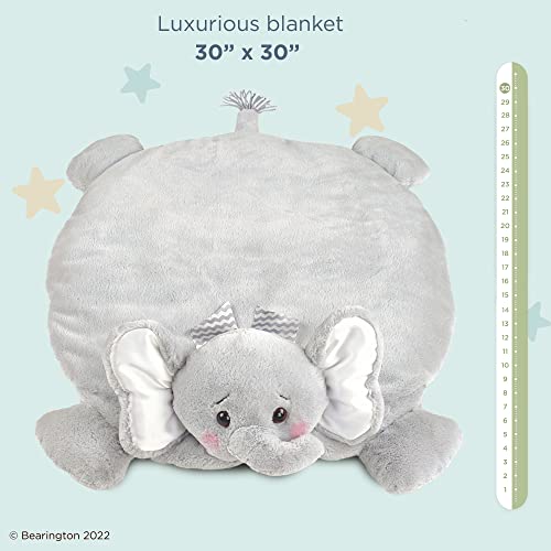 Bearington Baby Lil’ Spout Play Mat: 30” x 30” Plush Elephant Belly Blanket and Play Mat, Includes Soft Plush Fur and Adorable Bow, Perfect for Infants and Toddler Floor Time, Great