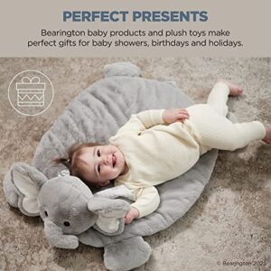 Bearington Baby Lil’ Spout Play Mat: 30” x 30” Plush Elephant Belly Blanket and Play Mat, Includes Soft Plush Fur and Adorable Bow, Perfect for Infants and Toddler Floor Time, Great