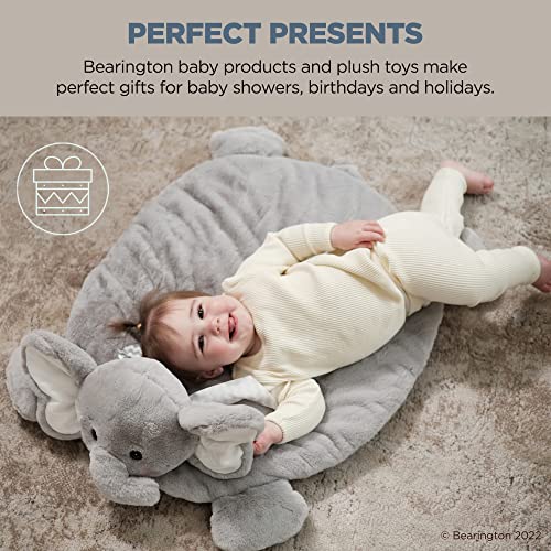 Bearington Baby Lil’ Spout Play Mat: 30” x 30” Plush Elephant Belly Blanket and Play Mat, Includes Soft Plush Fur and Adorable Bow, Perfect for Infants and Toddler Floor Time, Great