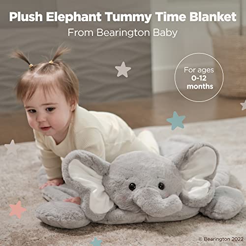 Bearington Baby Lil’ Spout Play Mat: 30” x 30” Plush Elephant Belly Blanket and Play Mat, Includes Soft Plush Fur and Adorable Bow, Perfect for Infants and Toddler Floor Time, Great