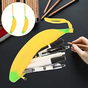 Ciieeo 2pcs Banana Shaped Pencil Bag Silicone Pen Bag Large Capacity Banana Pencil Case