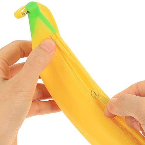 Ciieeo 2pcs Banana Shaped Pencil Bag Silicone Pen Bag Large Capacity Banana Pencil Case